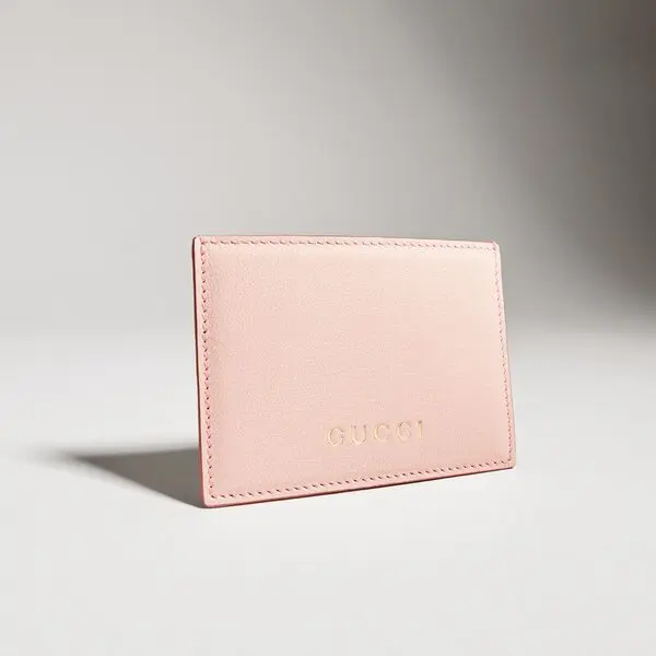 Gucci Card Case With Lettering Leather