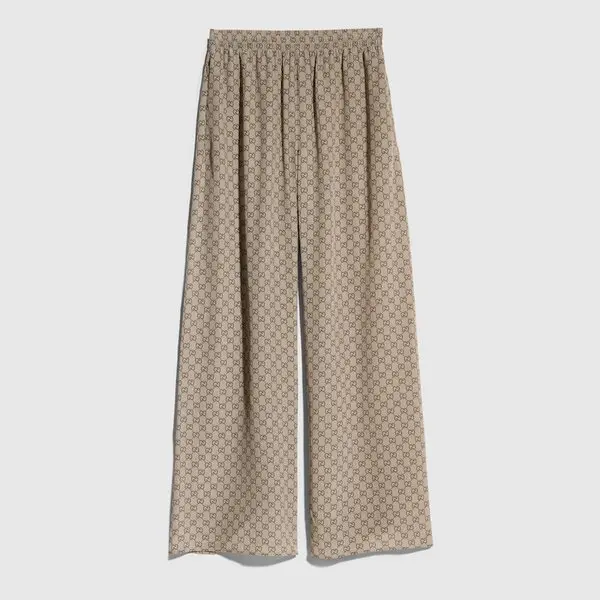 Gucci Printed Silk Leisure Pants - Beige