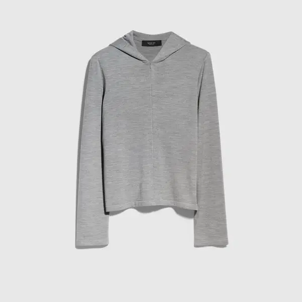Gucci Wool Silk Blend Hooded Cardigan - Grey
