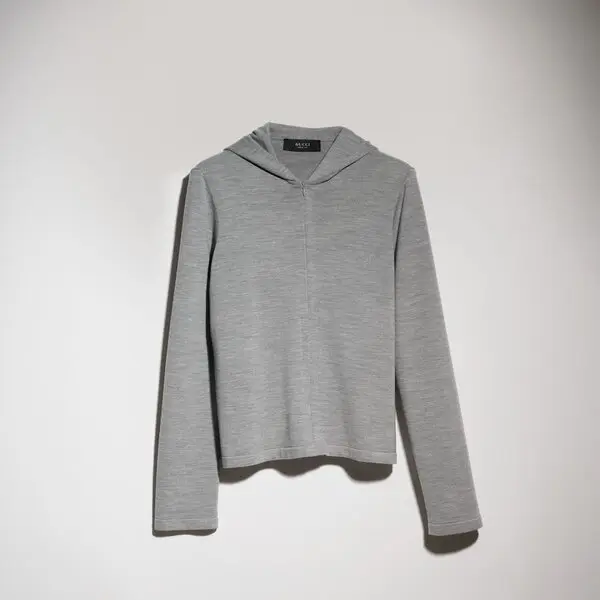Gucci Wool Silk Blend Hooded Cardigan