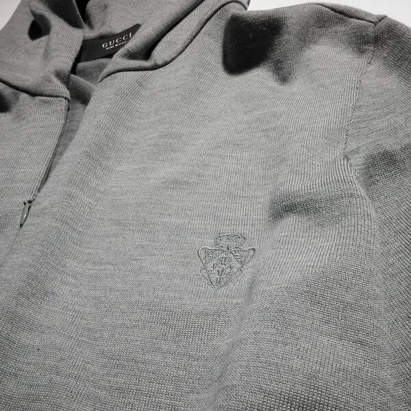 Gucci Wool Silk Blend Hooded Cardigan