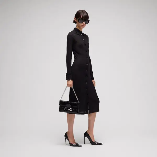 Gucci Viscose Crêpe Jersey Shirt Dress With Enameled Buttons