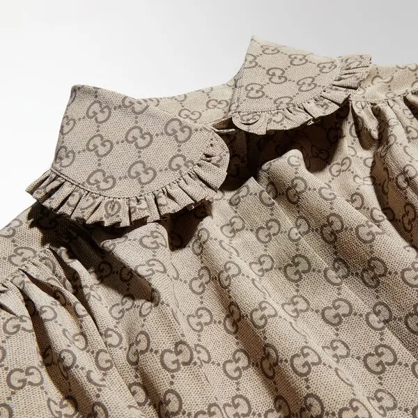 Gucci Printed Silk Crêpe De Chine Shirt With Ruffled Collar