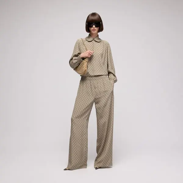 Gucci Printed Silk Crêpe De Chine Shirt With Ruffled Collar