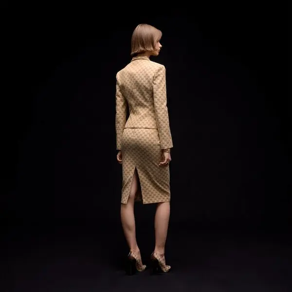 Gucci Gg Cotton Canvas Fitted Jacket