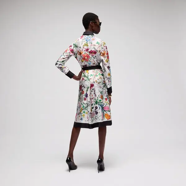 Gucci Printed Silk Twill Pants With Flora Motif