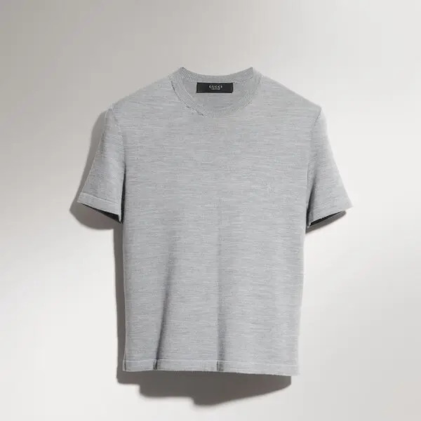 Gucci Cropped Knit Wool Silk Blend T-shirt