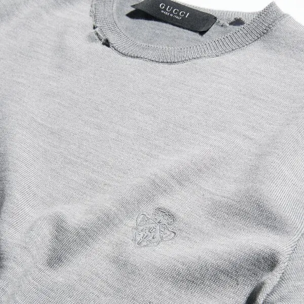 Gucci Cropped Knit Wool Silk Blend T-shirt