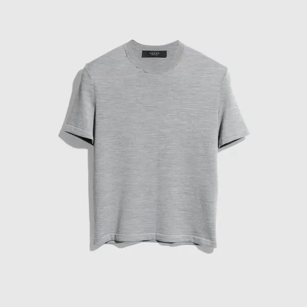 Gucci Cropped Knit Wool Silk Blend T-shirt