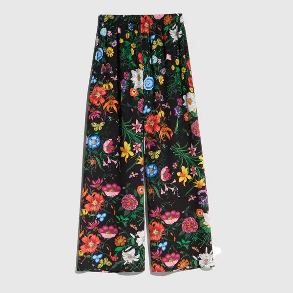 Gucci Printed Silk Leisure Pants - Black