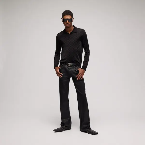 Gucci Viscose Gg Jacquard Polo Shirt