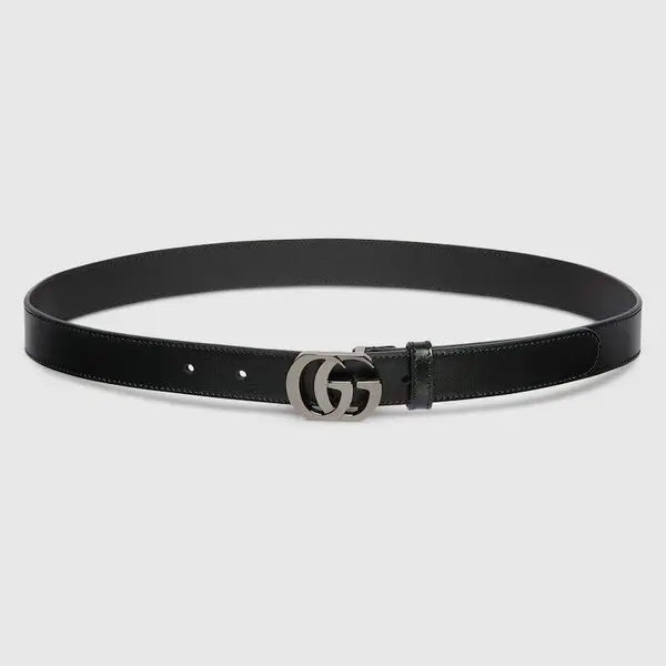 Gucci Gg Marmont Thin Leather Belt - Black