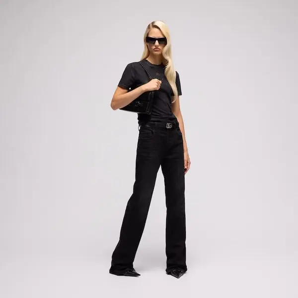 Gucci Gg Marmont Thin Leather Belt - Black