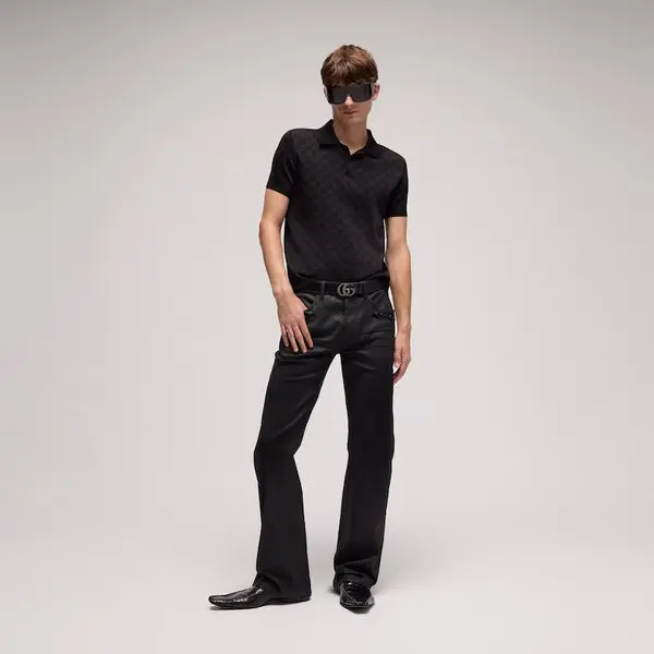 Gucci Viscose Gg Jacquard Polo Shirt