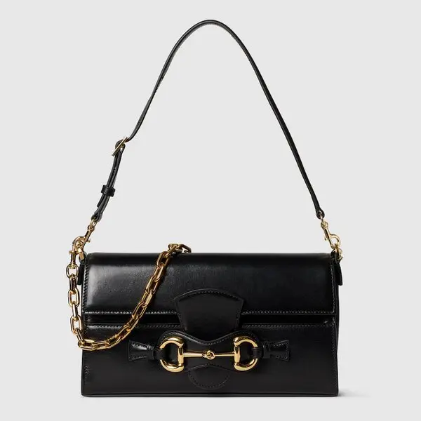 Gucci Horsebit Ristretto Medium Shoulder Bag Leather - Black