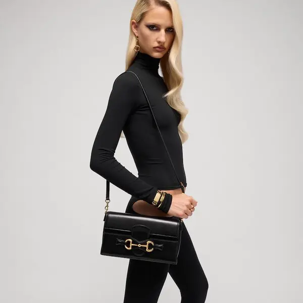 Gucci Horsebit Ristretto Medium Shoulder Bag In Leather