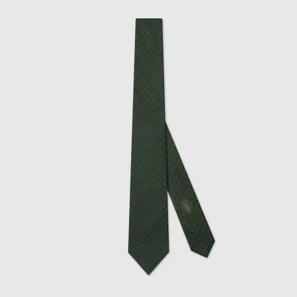 Gucci Interlocking G Silk Jacquard Tie - Green