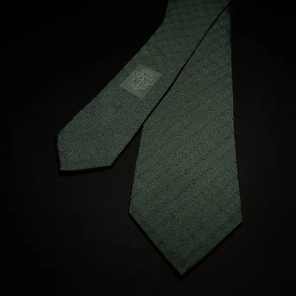 Gucci Interlocking G Silk Jacquard Tie - Green