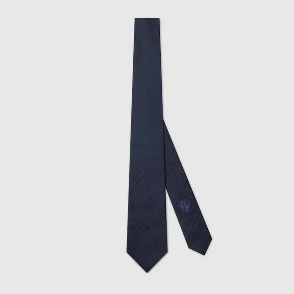 Gucci Interlocking G Silk Jacquard Tie - Blue