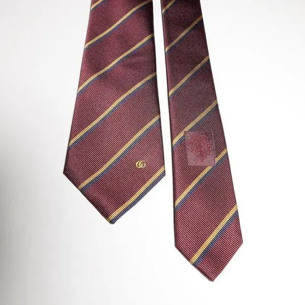 Gucci Striped Double G Silk Jacquard Tie
