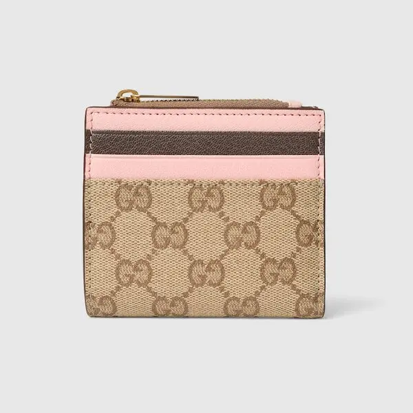 Gucci Small Wallet With Multicolor Slots Original Gg Fabric - Beige