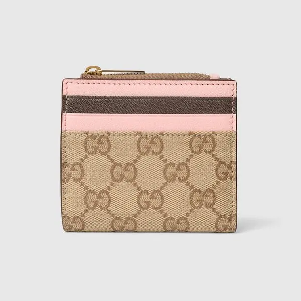 Gucci Small Wallet With Multicolor Slots Original Gg Fabric - Beige
