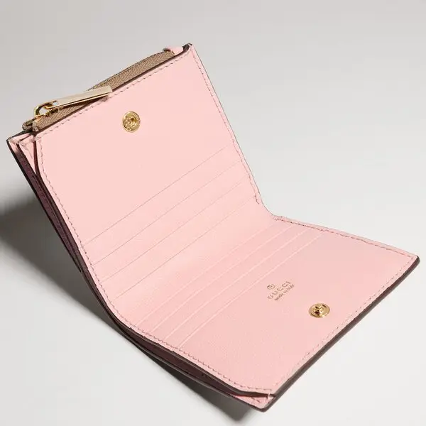Gucci Zip Card Case With Multicolor Slots Original Gg Fabric - Beige
