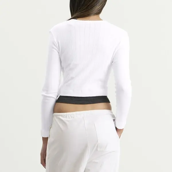 LESET Pointelle Crop Cardigan