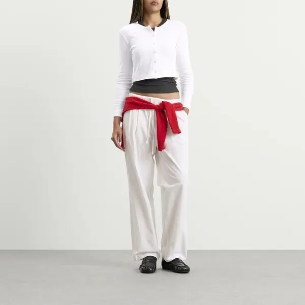 LESET Pointelle Crop Cardigan