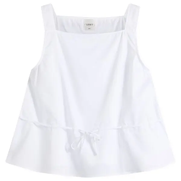 LESET Yoko Drawstring Tank Top - White