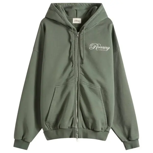 RONNING X Zip Hood - Sage Green