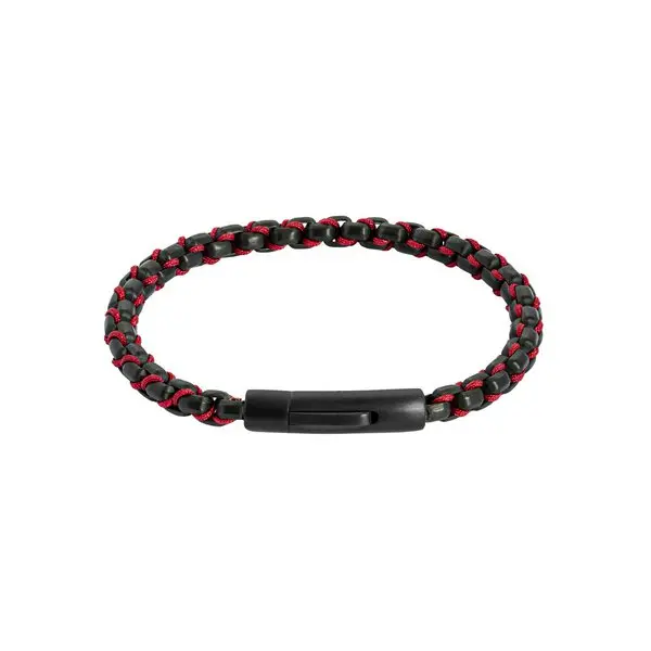 Tateossian Red / Black Thompson Red Cord Box Chain Bracelet - Red/black