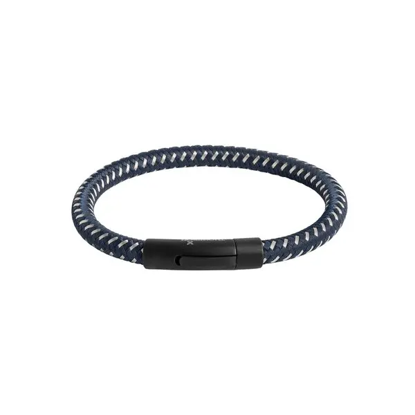 Tateossian Blue / Black Thompson Steel Fusion Bracelet In Blue - Blue/black