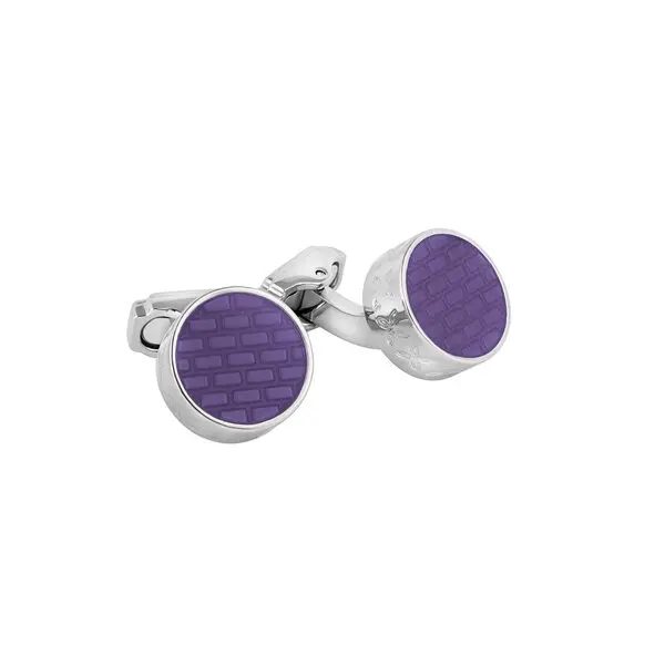 Tateossian Silver / Purple Thompson Brick Cufflinks In Rhodium Plated With Lilac Enamel - Silver/purple