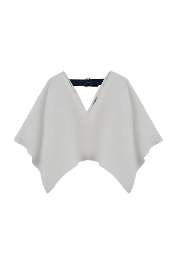 NOCTURNE Belt Detail V-neck Blouse - White