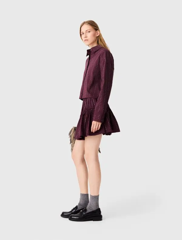 Maje Short Rhinestone Cotton Skirt