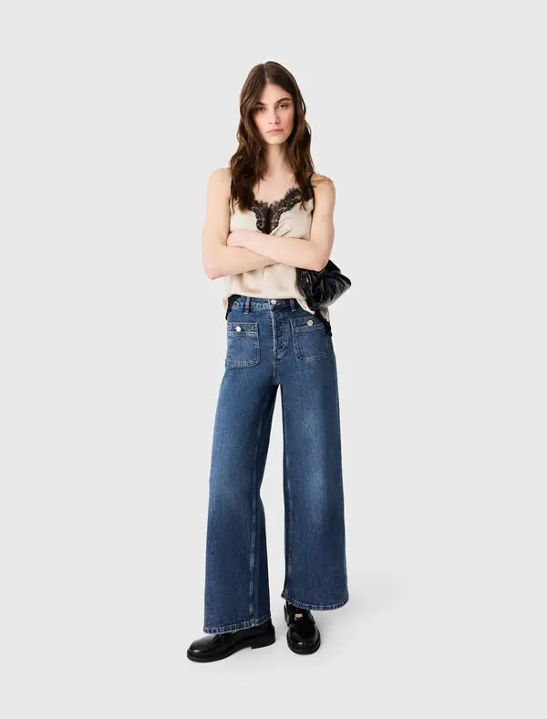 Maje Wide-leg Jeans With Patch Pockets