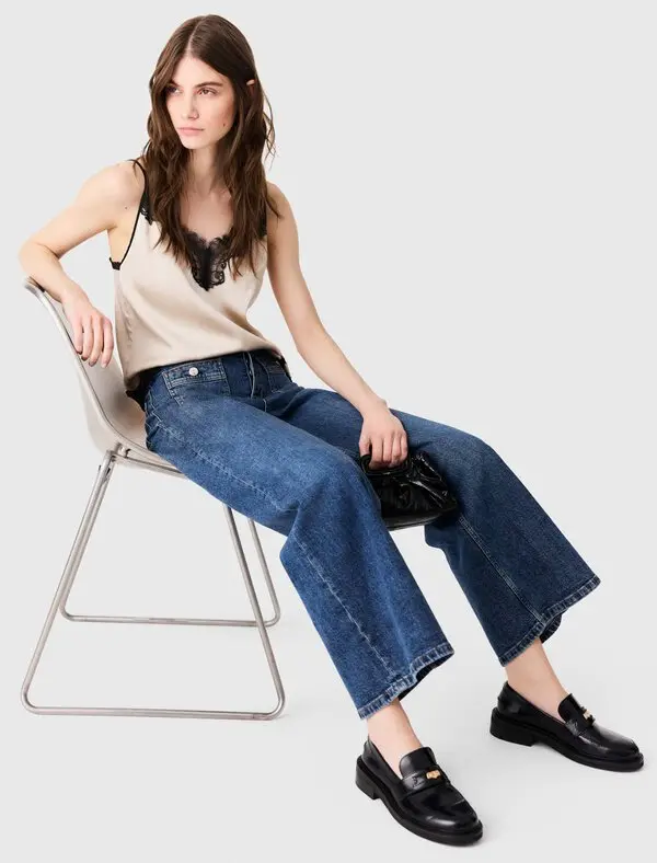 Maje Wide-leg Jeans With Patch Pockets