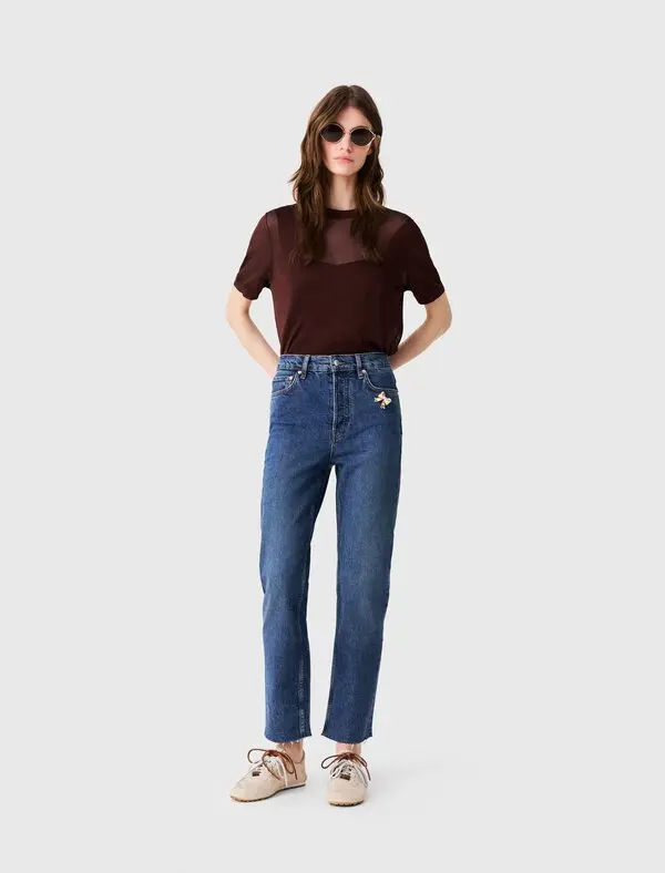 Maje Skinny Jeans With Brooch - Blue