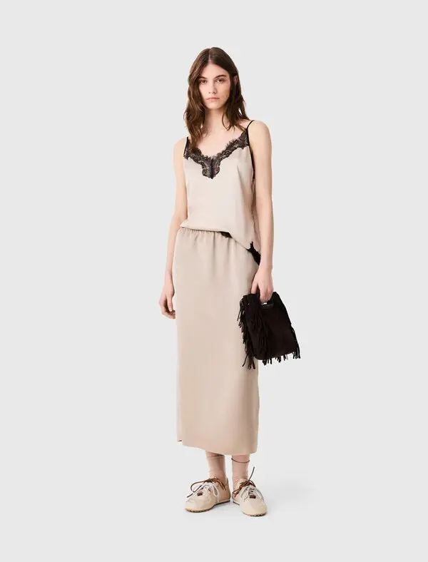 Maje Satin Pencil Skirt