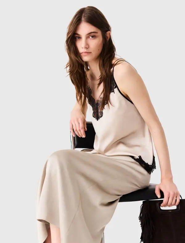 Maje Satin Pencil Skirt