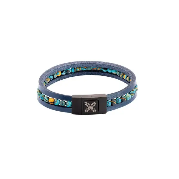 Tateossian Thompson Combinar Bracelet In Leather - Blue