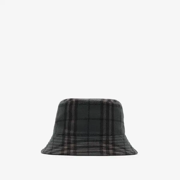 Burberry Reversible Check Wool Bucket Hat - Iron Grey