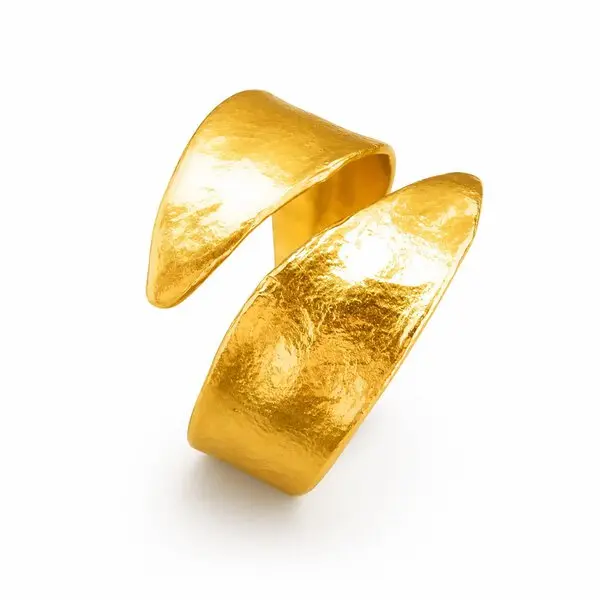 MOTHER NATURE JEWELRY Olive Leaf Ring, Adjustable Handmade Double Band Nature Jewelry, Sterling Silver - Gold