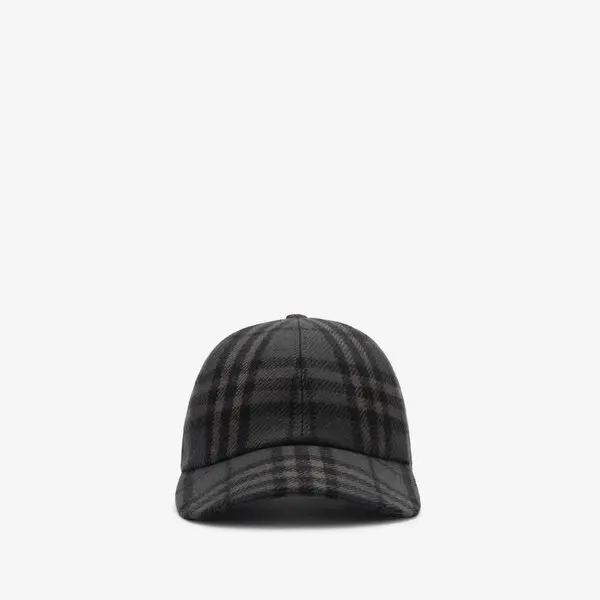 Burberry Check Wool Baseball Cap - Iron Grey