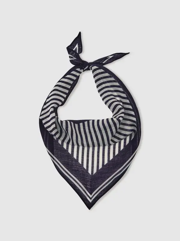 REISS Trinny Wool-silk Stripe Triangle Scarf - Navy/white