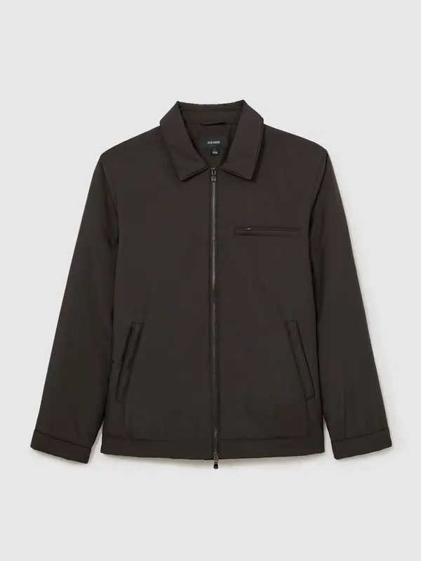 REISS Bernardi Technical Padded Zip-through Jacket - Dark Brown