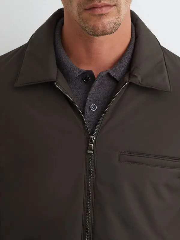 REISS Bernardi Technical Padded Zip-through Jacket - Dark Brown
