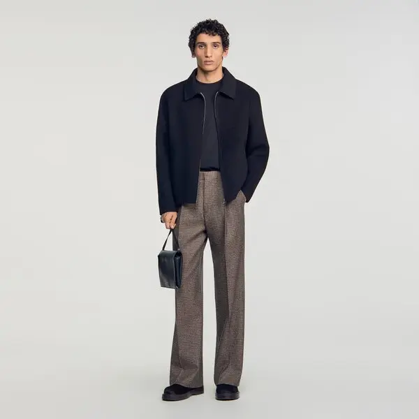Sandro Double-faced Wool Zip-up Jacket - Black