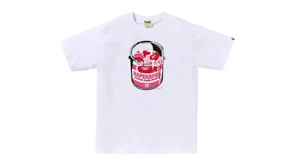 A BATHING APE Abc Camo Paint Can Tee Shirt - White/pink